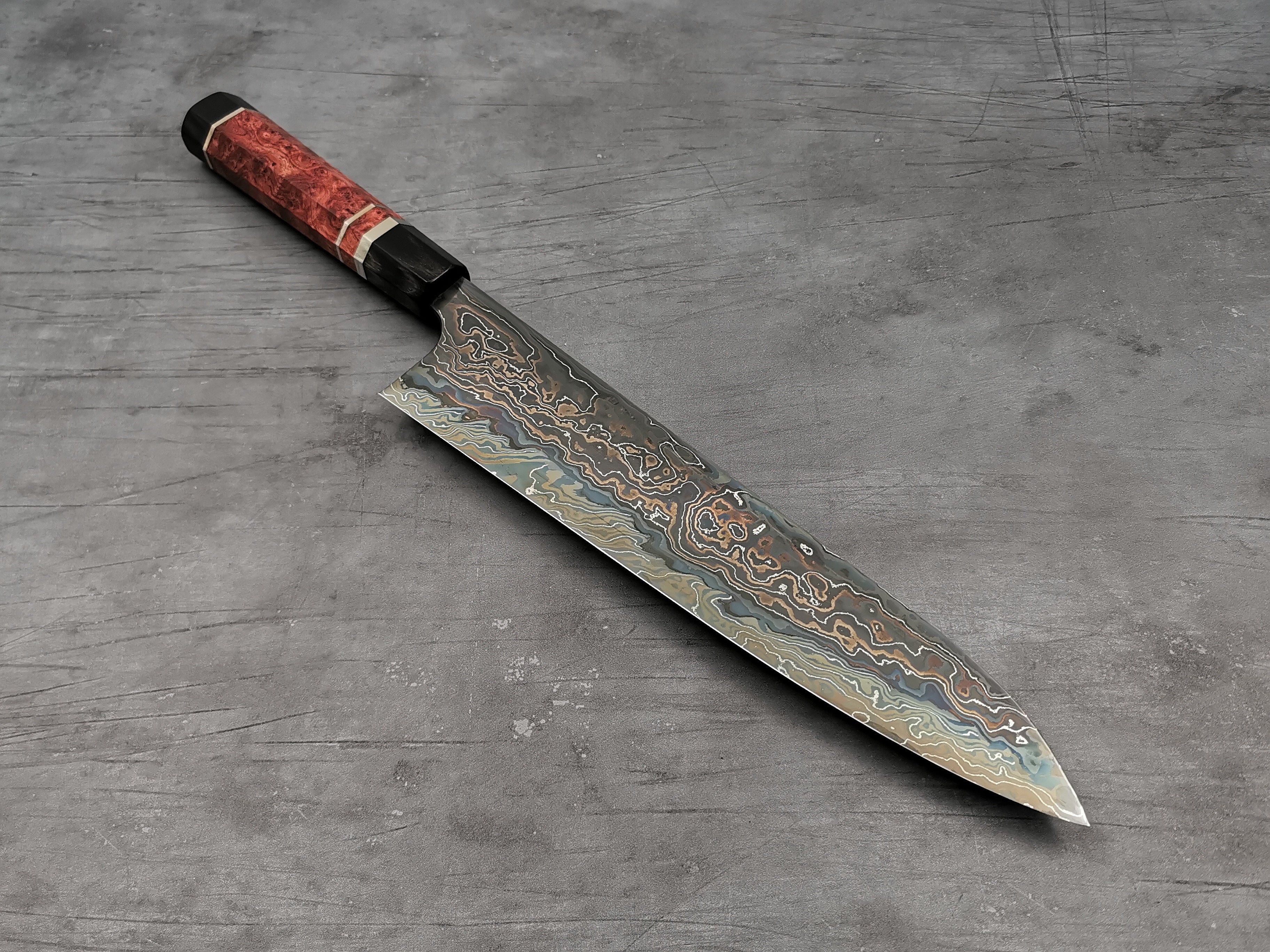 Nigara Hamono Kagetora Blue + White #2 Damascus Gyuto 270mm – Cutting ...