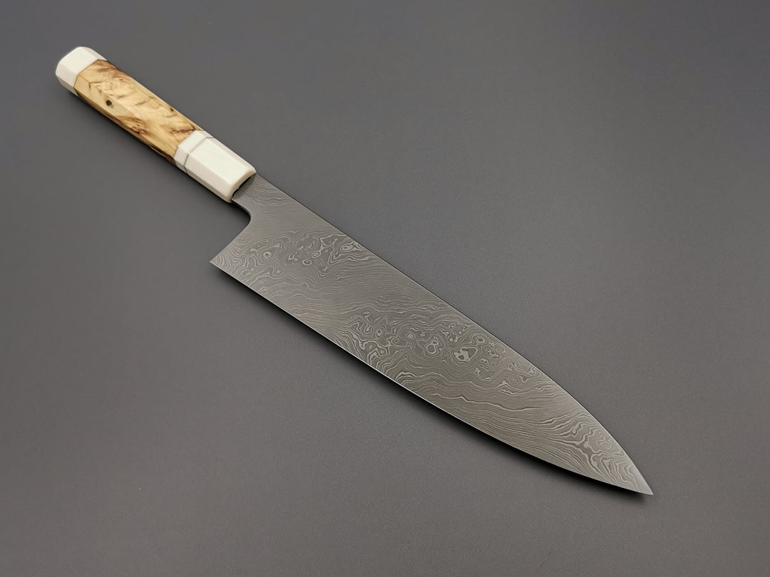 Shoichi Hashimoto Blue #2 + White #2 Coreless Gyuto 240 with custom ha ...